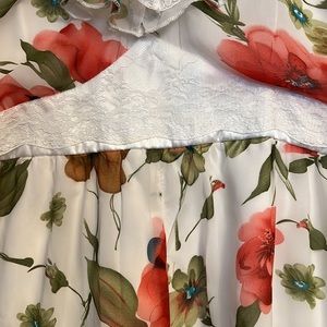 Lilly Lou | Dresses | Lilly Lou Pink Red White Floral Lace Trim Ruffle ...